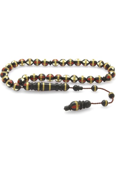 Tesbihane Sistemli Kırmızı-Beyaz Mine Dolgulu Pirinç Sarmal Arpa Kesim Kuka Tesbih Tesbihane Sistemli Kırmızı-Beyaz Mine Dolgulu Pirinç Sarmal Arpa Kesim Kuka Tesbih