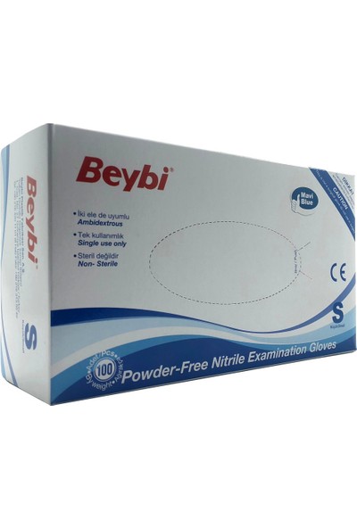 Beybi Pudrasız Mavi Nitril Eldiven - Küçük (S) - 100'LÜ Beybi Pudrasız Mavi Nitril Eldiven - Küçük (S) - 100'LÜ