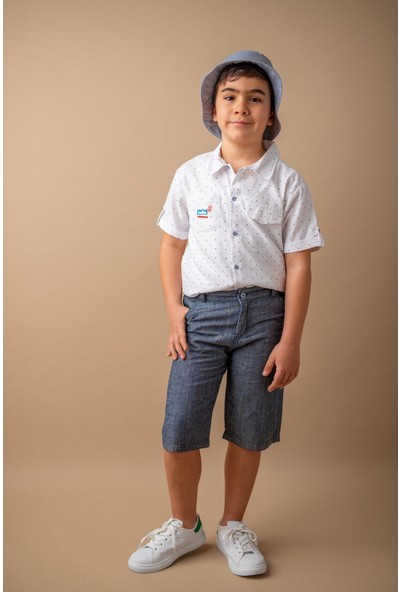 Mininio Erkek Çocuk Lacivert Dokuma Cepli Şort (5-8 Yaş ) Mininio Erkek Çocuk Lacivert Dokuma Cepli Şort (5-8 Yaş )