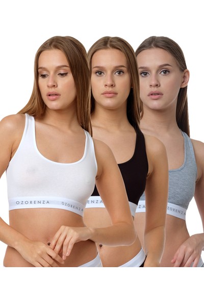 Ozorenza Kadın Karışık Renk Sporcu Sütyen Büstiyer Full Likralı Pamuk 3lü Ozorenza Kadın Karışık Renk Sporcu Sütyen Büstiyer Full Likralı Pamuk 3lü