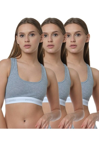 Ozorenza Kadın Gri Melanj Sporcu Sütyen Büstiyer Full Likralı Pamuk 3lü Ozorenza Kadın Gri Melanj Sporcu Sütyen Büstiyer Full Likralı Pamuk 3lü