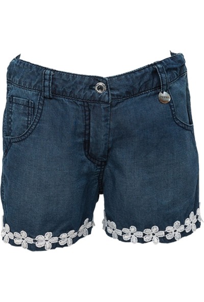 Zeyland Kız Çocuk Mavi Çiçek Detaylı Şort (5-8 Yaş )