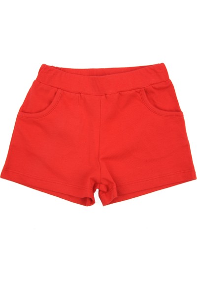Zeyland Kız Çocuk Kırmızı Cepli Basic Şort (4-12 Yaş )