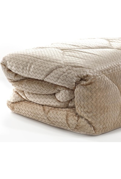 Merinos Tek Kiş Zigzag Fashion Micro Yorgan Bej