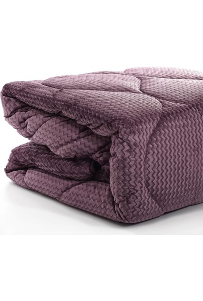 Merinos Tek Kiş Zigzag Fashion Micro Yorgan Mürdüm