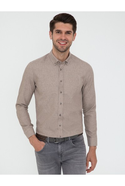Pierre Cardin Bej Slim Fit Gömlek 50238794-VR011
