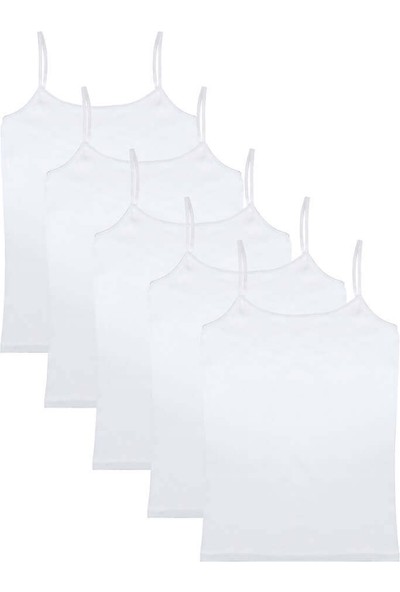 Donella 5'li %100 Pamuk Kadın Basic Beyaz Atlet - 2351