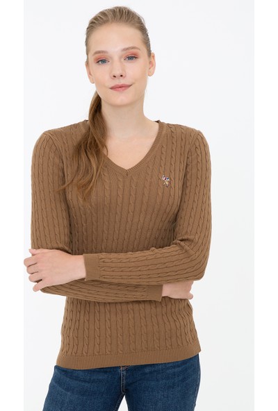 U.S. Polo Assn. Kahverengi Triko Kazak Basic 50237091-VR163 U.S. Polo Assn. Kahverengi Triko Kazak Basic 50237091-VR163