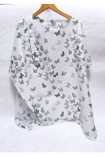 Beybinest Yeşil kelebekler Emzirme önlüğü Fularlı ve Balenli Model