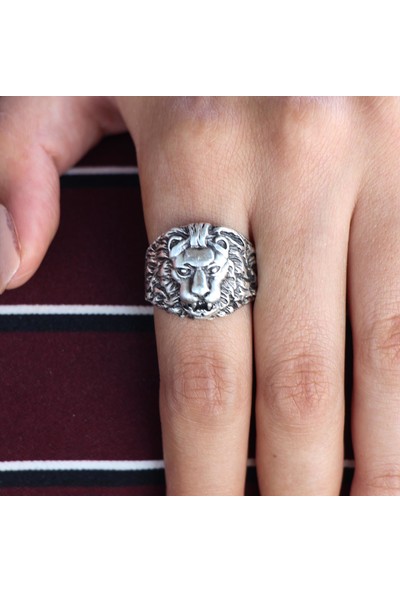 Koof Craft Aslan Figürlü Antik Gümüş Kaplama Ayarlanabilir Yüzük - 65132 Koof Craft Aslan Figürlü Antik Gümüş Kaplama Ayarlanabilir Yüzük - 65132