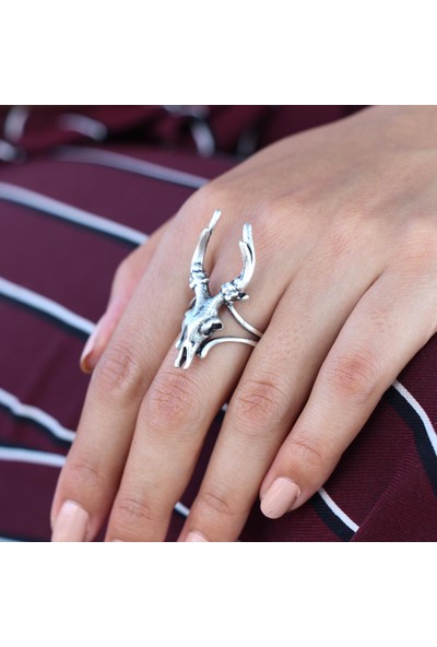 Koof Craft Impala Figürlü Antik Gümüş Kaplama Ayarlanabilir Yüzük - 65559 Koof Craft Impala Figürlü Antik Gümüş Kaplama Ayarlanabilir Yüzük - 65559