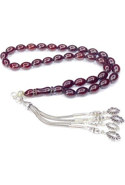 İzmur Tesbih Fırınlanmış Çubuk Malzeme Usta Işi Beyzi Model 9-12MM Sıkma Kehribar Tesbih