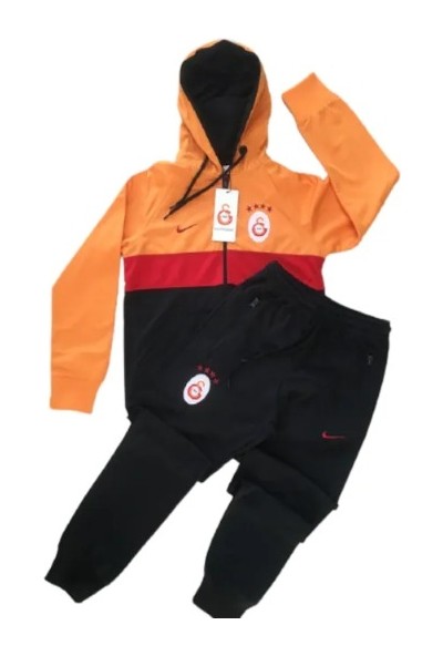 Mavi Boncuk Kids Galatasaray Siyah Fermuarlı Erkek Çocuk Alt Üst Sweat Takım