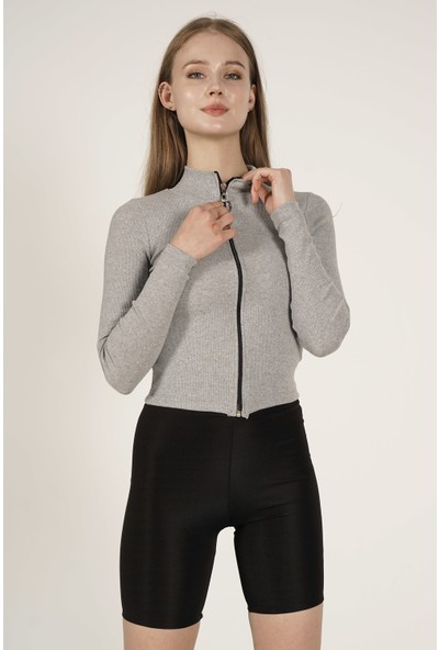 Yare Siyah Fermuarlı Uzun Kollu Kaşkorse Sweat