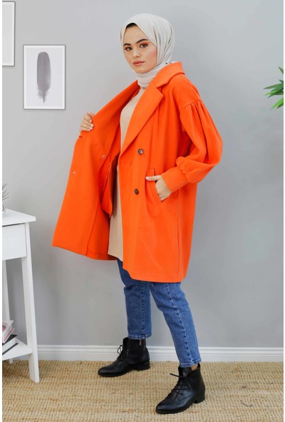 İmaj Butik Balon Kol Detaylı Kaşe Kaban/turuncu İmaj Butik Balon Kol Detaylı Kaşe Kaban/turuncu