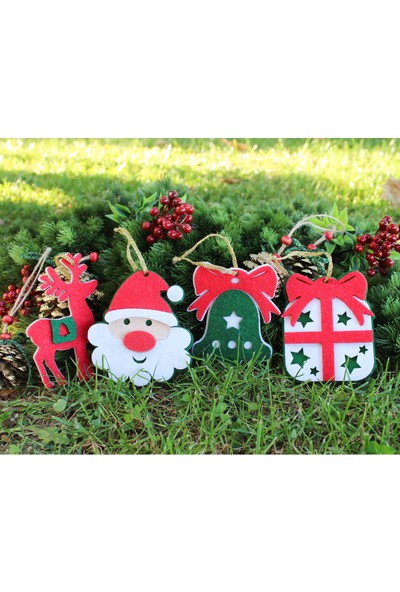 Bonvos Keçe Yılbaşı Süsleri, Yılbaşı Ağacı Süsü 4’lü Set