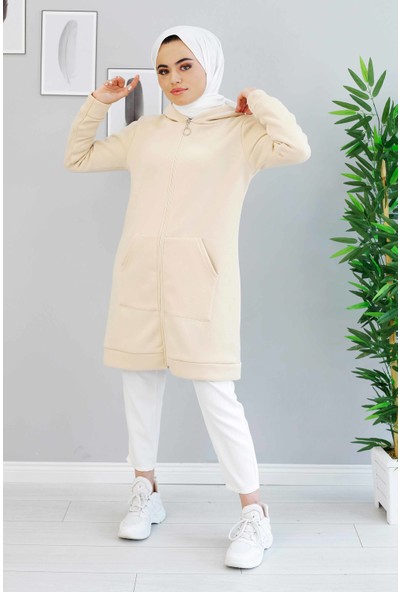İmaj Butik Önden Fermuarlı Üç Iplik Kap/bej İmaj Butik Önden Fermuarlı Üç Iplik Kap/bej