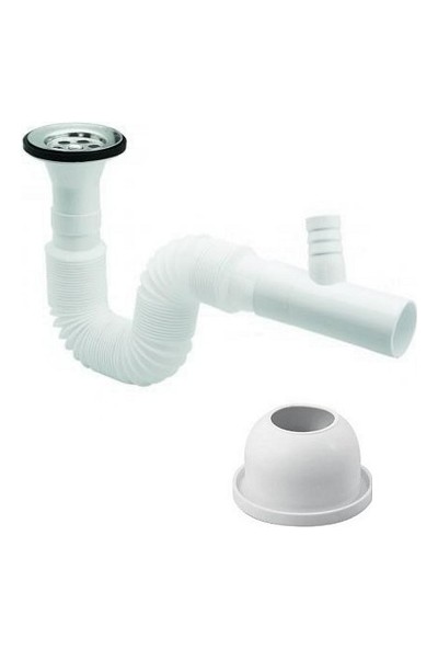 Pars Çamaşır-Bulaşık Tek Çatallı Körüklü Sifon 65 cm + Adaptör Takoz Conta Pars Çamaşır-Bulaşık Tek Çatallı Körüklü Sifon 65 cm + Adaptör Takoz Conta
