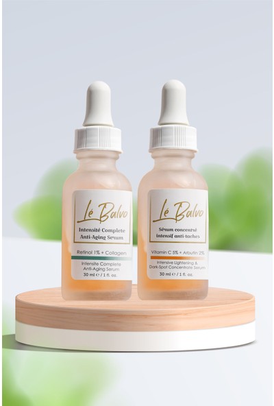 Le Balvo Leke Giderici Serum(Vitamin C 5%+Arbutin 25) 30ML + Yaşlanma Karşıtı Serum (Retinol %1 Colagen) 30ML Le Balvo Leke Giderici Serum(Vitamin C 5%+Arbutin 25) 30ML + Yaşlanma Karşıtı Serum (Retinol %1 Colagen) 30ML