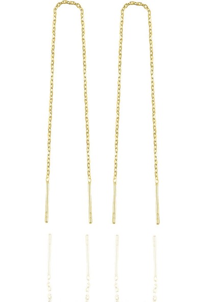 Söğütlü Silver Gümüş Altın Yaldızlı Zincir Küpe