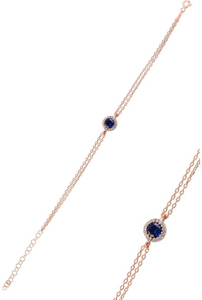 Söğütlü Silver Gümüş Rose Safir Taşlı Elmas Montürlü Bileklik
