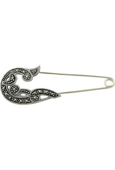 Söğütlü Silver Markazit Taşlı Çengelli Ine Broş Söğütlü Silver Markazit Taşlı Çengelli Ine Broş