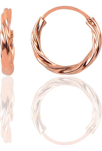 Söğütlü Silver Gümüş Rose 14 mm Mini Burgu Halka Küpe Söğütlü Silver Gümüş Rose 14 mm Mini Burgu Halka Küpe