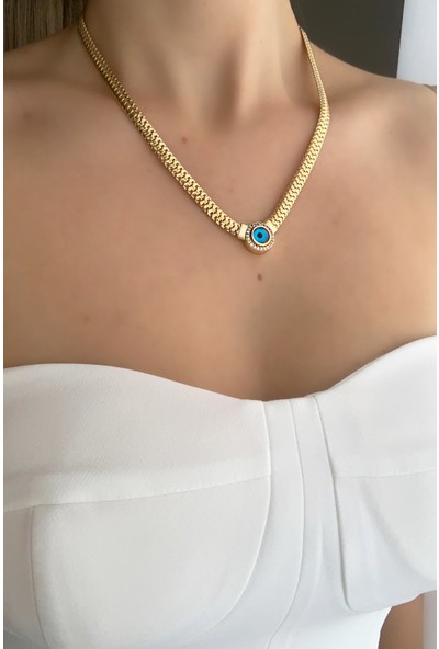 ÇLK Accessories Nazar Boncuk Hasır Zincir Kolye TRKOLYE5709 B34003