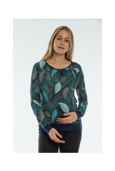 Perla Blanca Yeşil Tonlar Gizli Fermuarlı Emzirme Özellikli Hamile Bluz