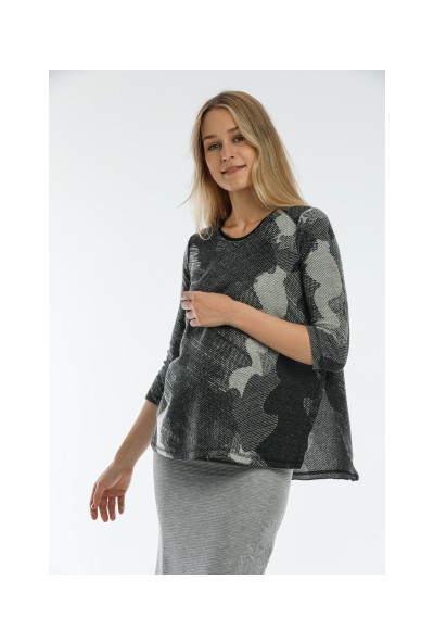 Perla Blanca Siyah Krem Kışlık Emzirme Hamile Bluz