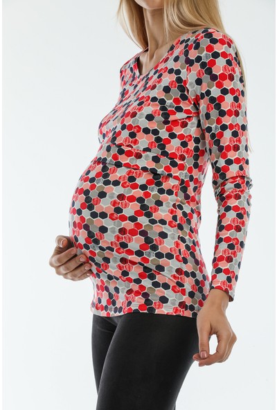 Perla Blanca Geometrik Desen Emzirme Hamile Bluz Perla Blanca Geometrik Desen Emzirme Hamile Bluz
