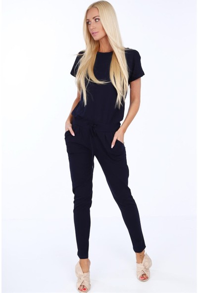 Fasardi Sırtı V Yaka Kurdeleli Beli Bağcıklı Tulum