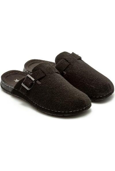 Twigy Felt Tokalı Siyah Erkek Terlik Twigy Felt Tokalı Siyah Erkek Terlik