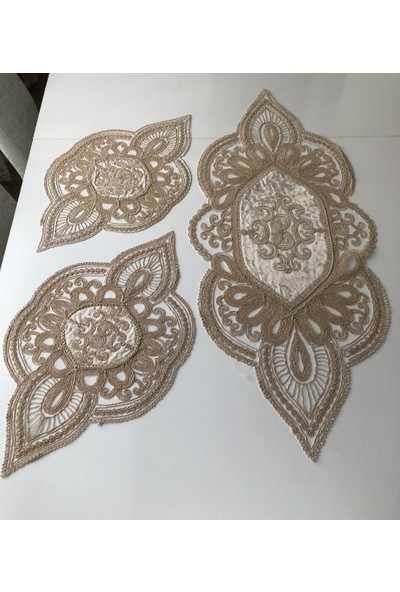 Wenessi Kadife Nakışlı Runner 3 Lü Salon Takımı Yatak Odası Takımı (Kahverengi) Wenessi Kadife Nakışlı Runner 3 Lü Salon Takımı Yatak Odası Takımı (Kahverengi)