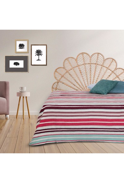 Homedius Pamuklu Çizgili Battaniye MINT-180 x 220 cm Homedius Pamuklu Çizgili Battaniye MINT-180 x 220 cm