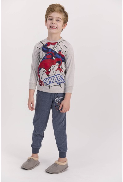 Spiderman Lisanslı Koyu Bejmelanj Erkek Çocuk Pijama Takımı Spiderman Lisanslı Koyu Bejmelanj Erkek Çocuk Pijama Takımı