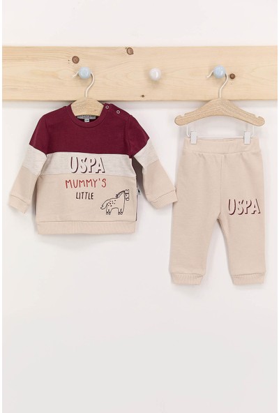U.S. Polo Assn. Mummys Little Bordo Erkek Bebek Eşofman Takımı