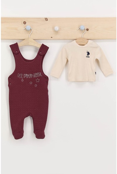 U.S. Polo Assn. Bordo Erkek Bebek Patikli Tulum Takımı U.S. Polo Assn. Bordo Erkek Bebek Patikli Tulum Takımı