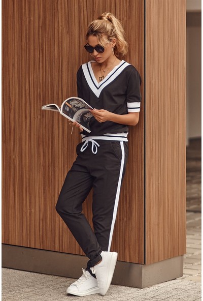 Fasardi V Yaka Şeritli Eşofman Takımı