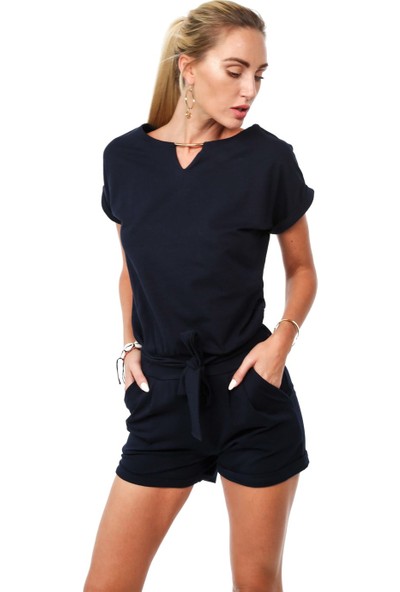 Fasardi Fermuar Detaylı Şortlu Tulum Fasardi Fermuar Detaylı Şortlu Tulum