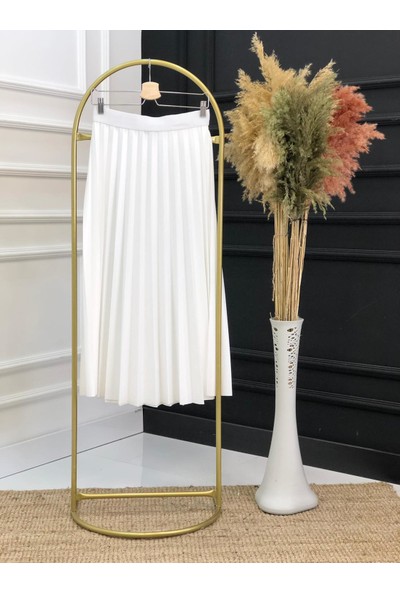 İmaj Butik İmaj Beli Lastikli Pileli Etek-Ekru