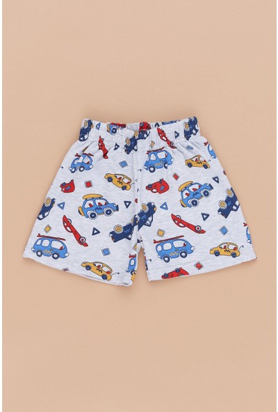 FullaModa Çocuk Araba Baskılı Beli Lastikli Şort