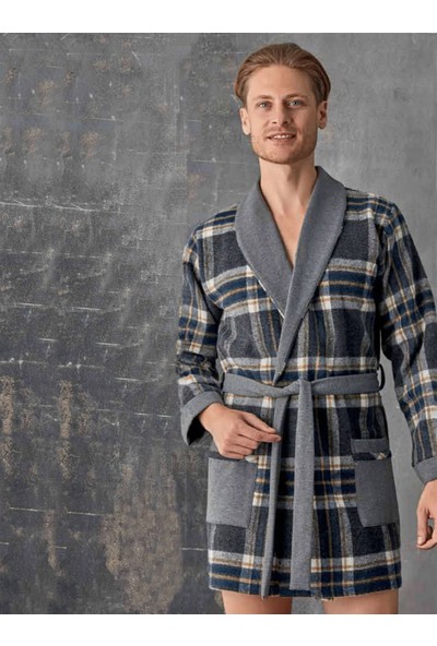 Ligossi Erkek Ekose Kaşmir Sabahlık - Ropdöşambır