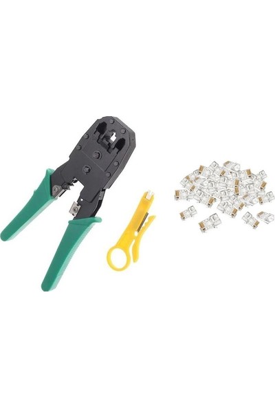 Temiz Pazar Network Pensesi Jack RJ45 RJ11 Rj9 Sıkma Pensesi Jak Cat5 + 100 Adet Konnektör Temiz Pazar Network Pensesi Jack RJ45 RJ11 Rj9 Sıkma Pensesi Jak Cat5 + 100 Adet Konnektör