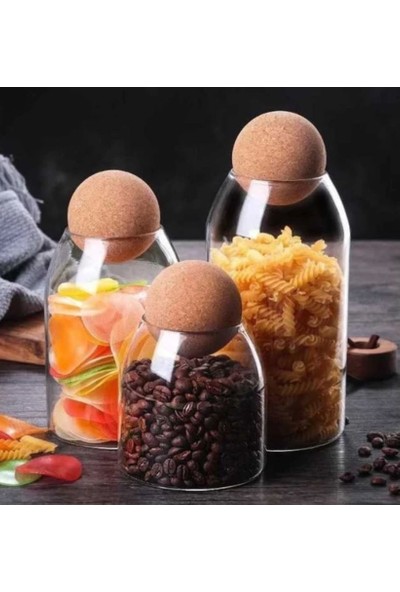 Perotti Sughero Cam 3’lü Top Mantar Kapaklı Kavanoz 12653 Perotti Sughero Cam 3’lü Top Mantar Kapaklı Kavanoz 12653