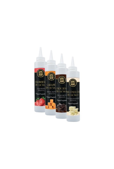 By Tüfekçi 4'lü Dekor Sos Avantajlı Paket (Çilek-Karamel-Çikolata-Beyaz Çikolata) 750 gr x 4 By Tüfekçi 4'lü Dekor Sos Avantajlı Paket (Çilek-Karamel-Çikolata-Beyaz Çikolata) 750 gr x 4