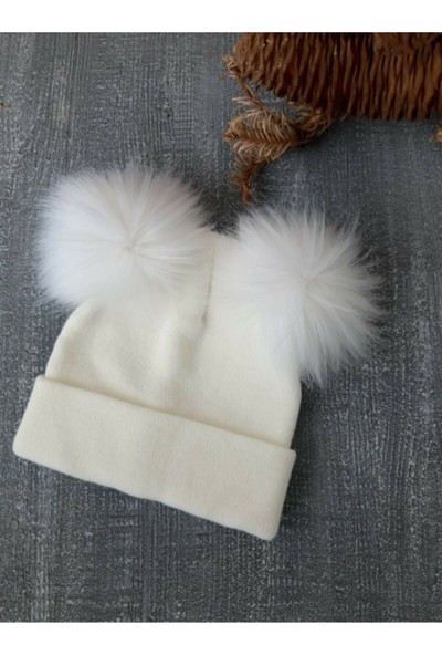 İrems Accessories Kız Bebek Ekru Triko Bere