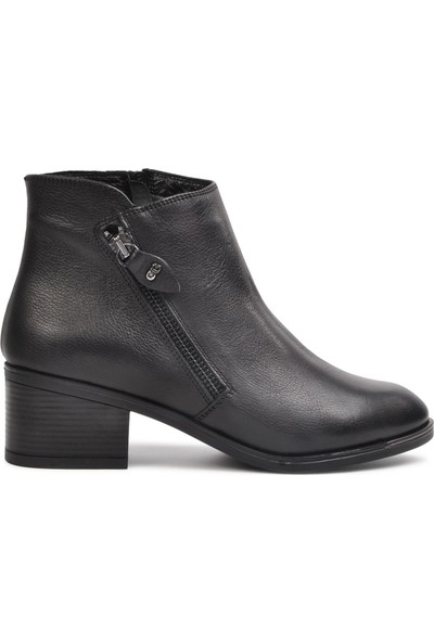 Castle Black 97503-1 Siyah Hakiki Deri Fermuarlı Kadın Bot
