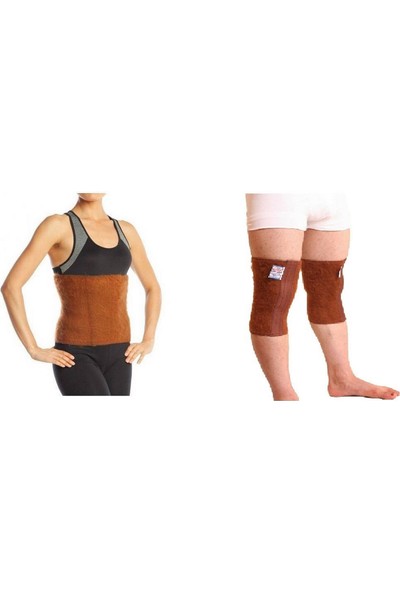 Deve Yünü Geçme Bel Korsesi ve Deve Yünü Dizlik Ikisi Bir Arada Kadın Erkek Unisex