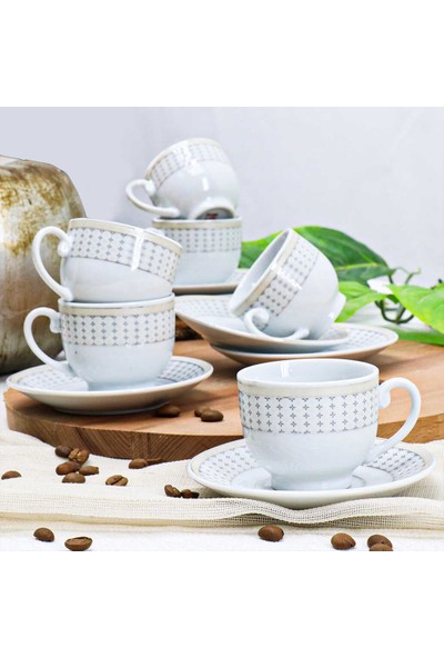 Porsima Rose Inci 12 Parça Kahve Fincan Seti